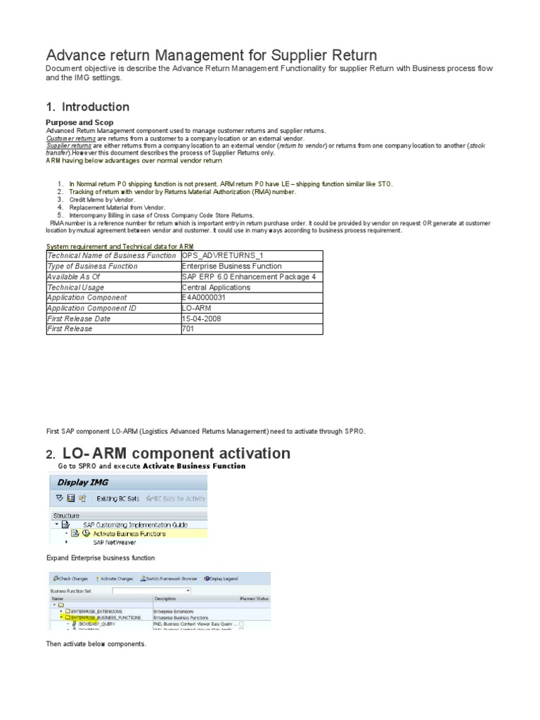 Advance Return Management For Supplier Return | Download Free PDF ...