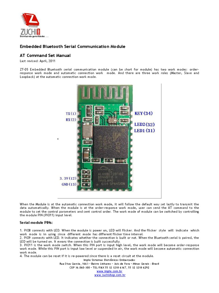ZT - 05 at Comand Set Manual | PDF | Bluetooth | Parameter (Computer Programming)