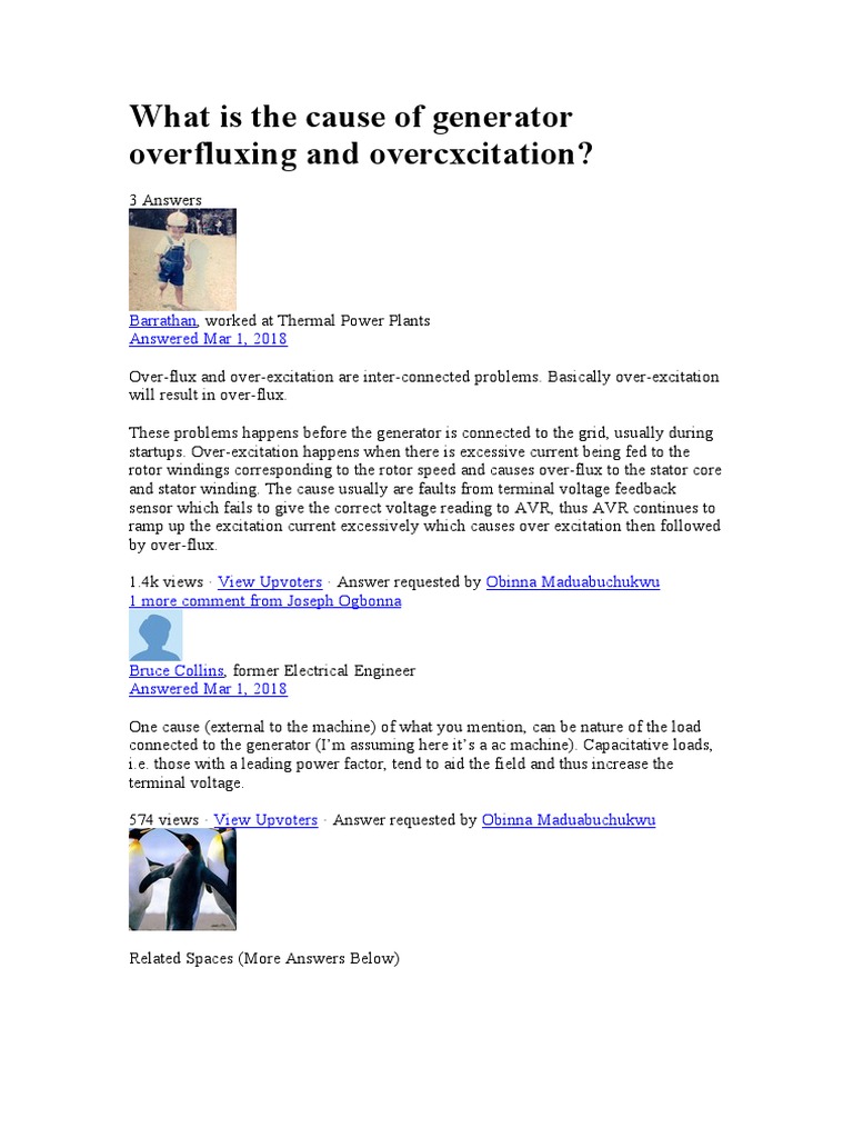 Causes of Generator Overexcitation | PDF