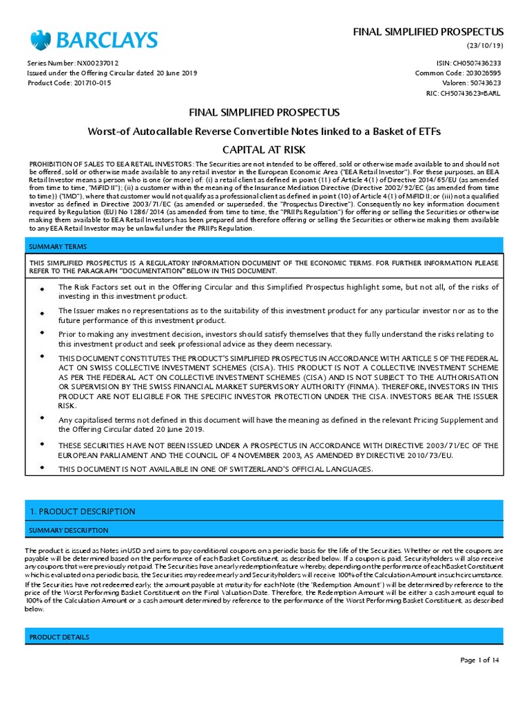 Structured Products 1 - Term Sheet PDF | PDF | Securities (Finance ...