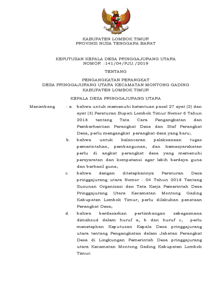 SK Perangkat Desa | PDF