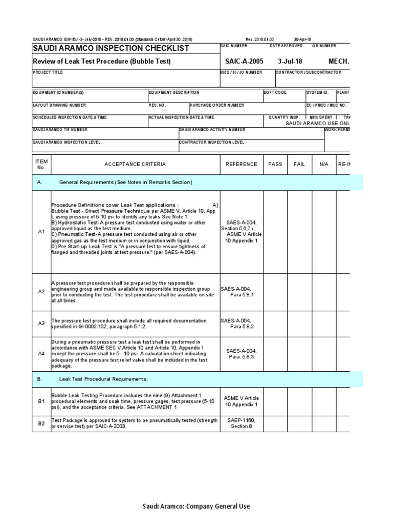 Saic A 2005 | PDF | Leak | Pressure