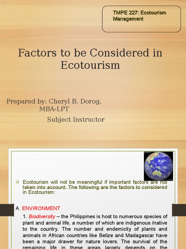 Key Factors in Ecotourism Development | PDF | Tourism | Environmental ...