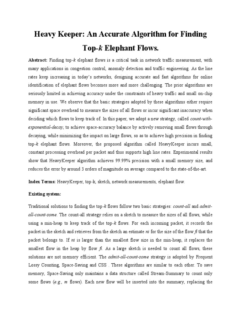 Heavy Keeper An Accurate Algorithm For Finding Top K Elephant Flows Pdf Accuracy And