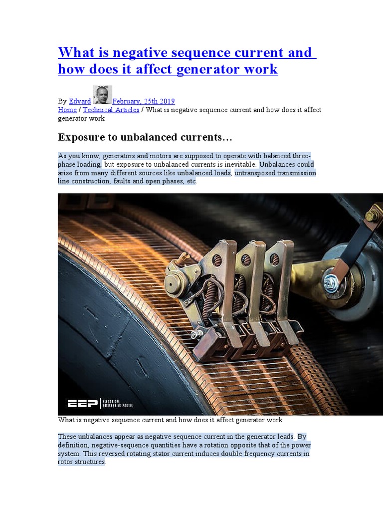 What Is Negative Sequence Current and How Does It Affect Generator Work | PDF | Electric Current ...