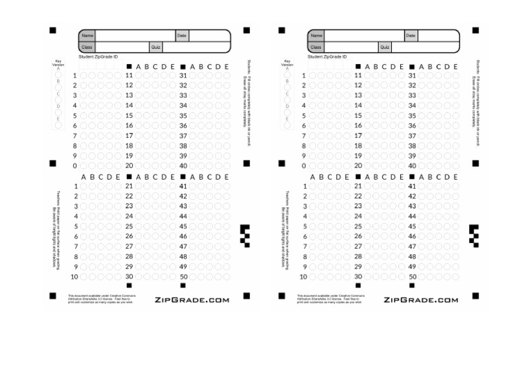 ZIPGRADE 50 Items | PDF
