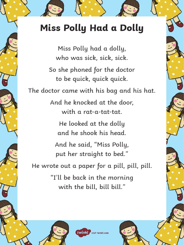 T T 12144 Miss Polly Had A Dolly Nursery Rhyme Poster Ver 1 | PDF
