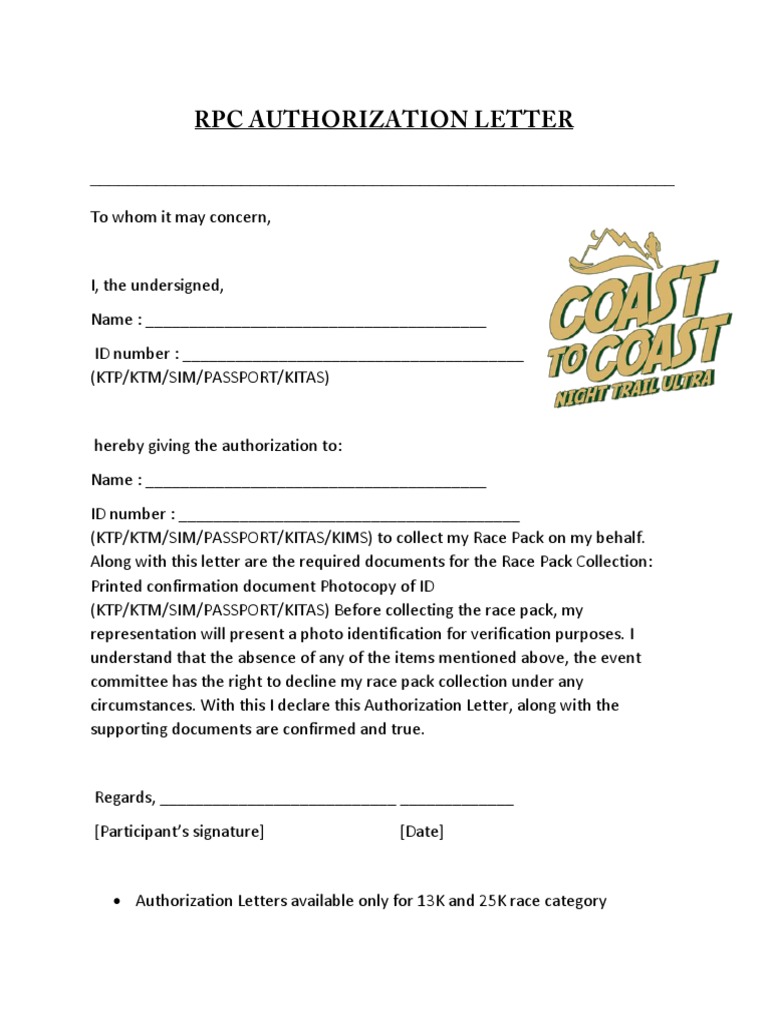 Authorization Letter CTC 2020 PDF | PDF