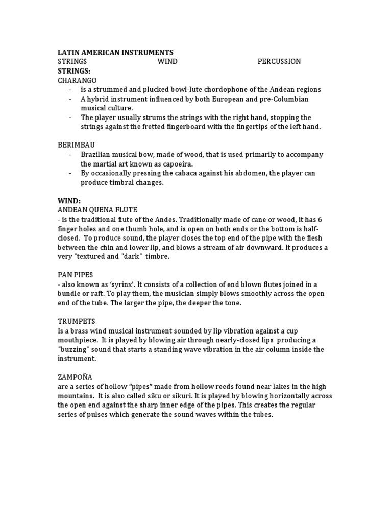 Latin American Instruments | PDF | String Instruments | Musical Instruments