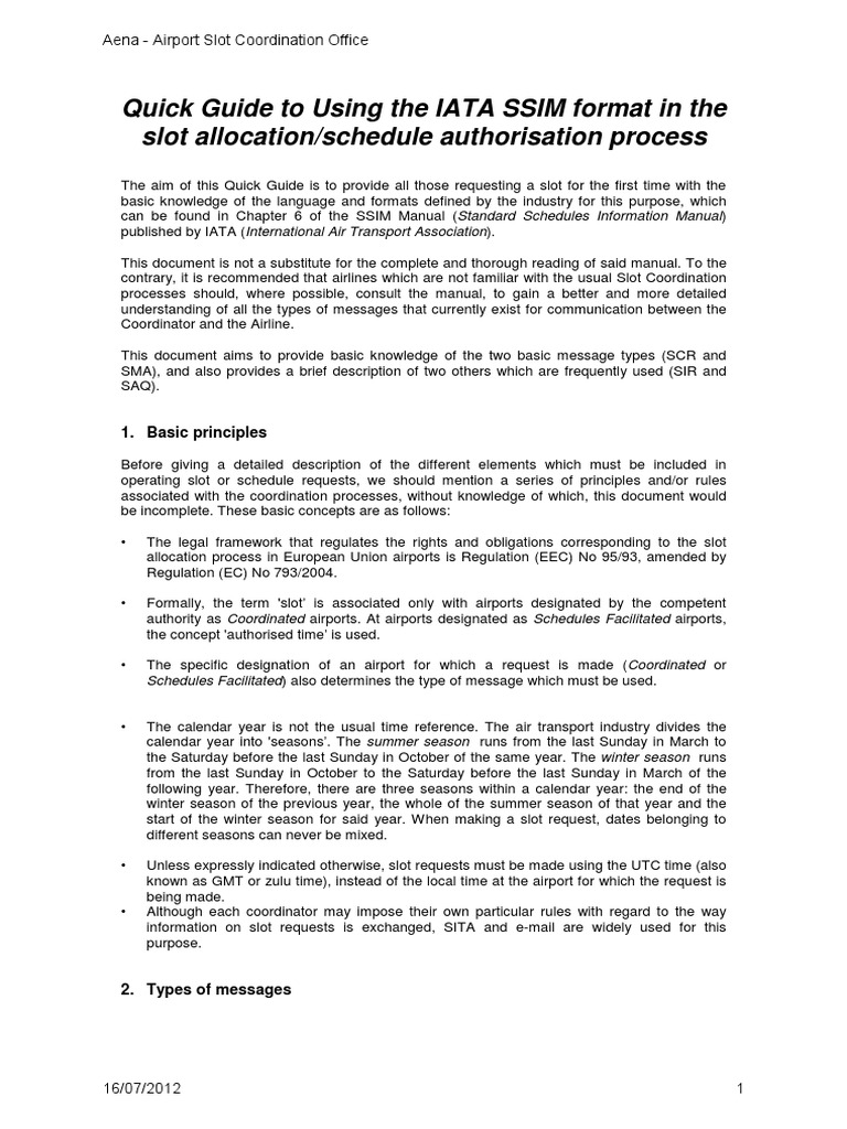 Quick Guide Using IATA-SSIM Format | PDF | Airport | Aviation