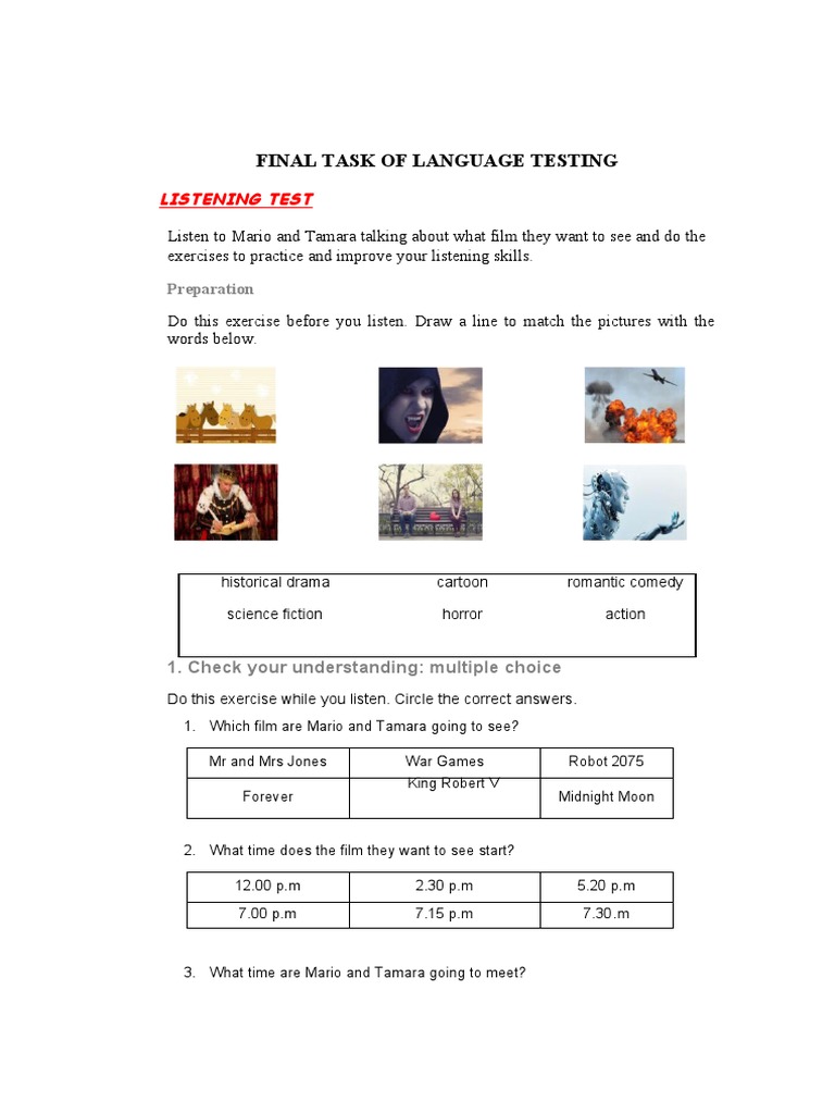 Final Task of Language Testing | PDF | Snow White