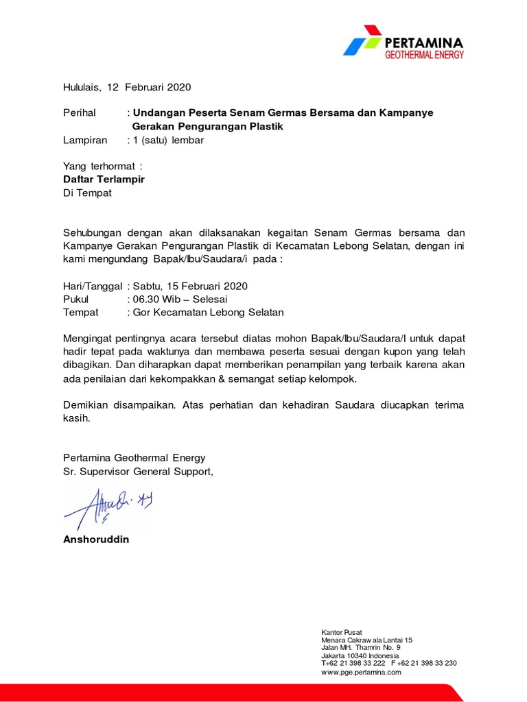 Undangan Senam Germas dan Kampanye Plastik | PDF