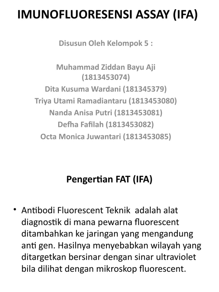 IMUNOFLUORESENSI ASSAY (IFA) .PPT KEL 5 | PDF