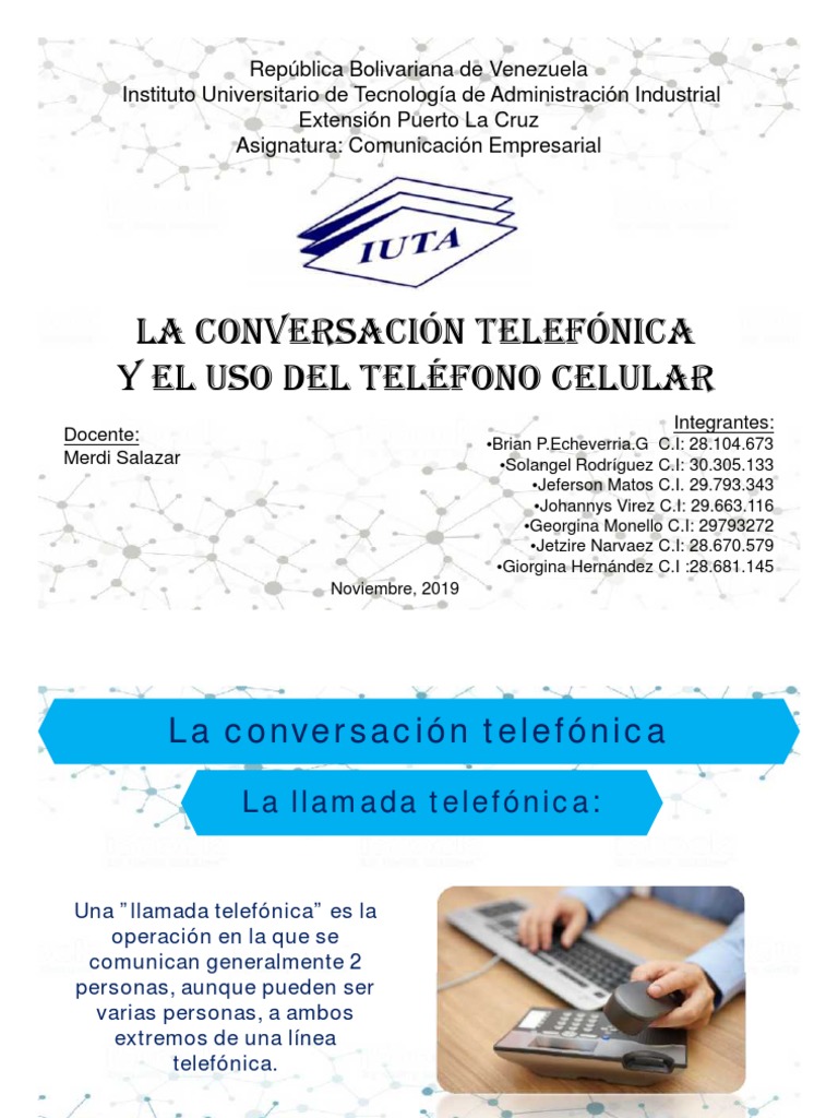 La Conversacion Telefonica y El Uso Del Telefono Celular | PDF ...