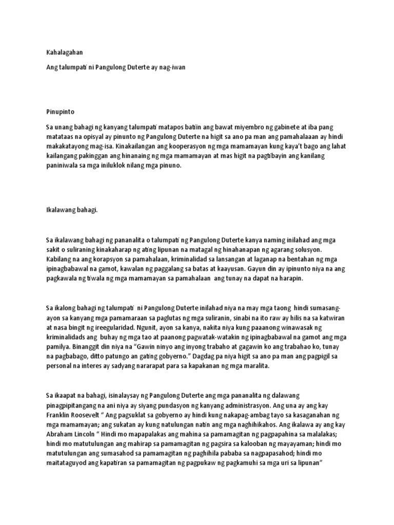 Pagsusuri Sa Talumpati | PDF