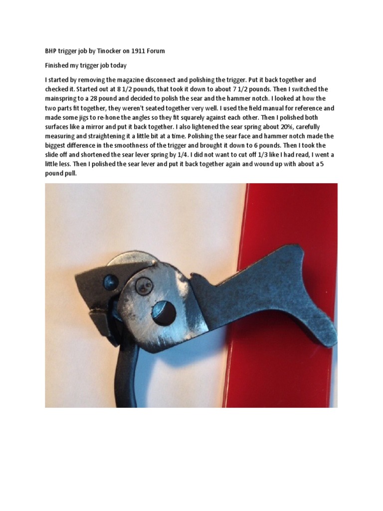 BHP Trigger Job | PDF | Trigger (Firearms) | Projectile Weapons