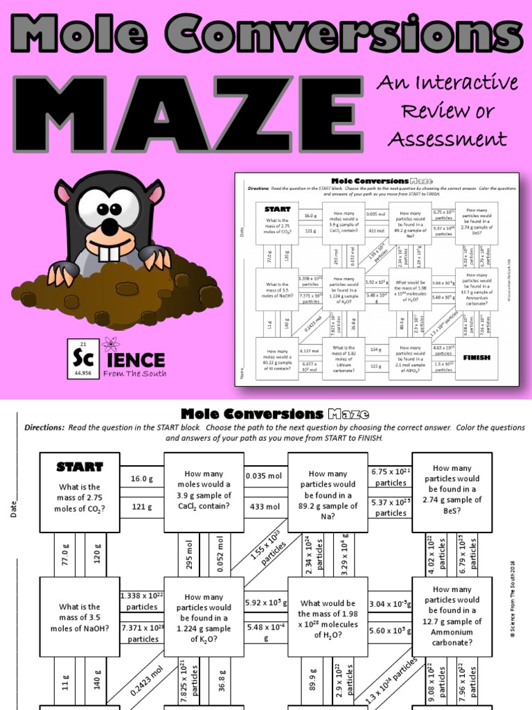 Mole Conversions Mazefor Reviewor Assessment | PDF | Mole (Unit) | Oxide