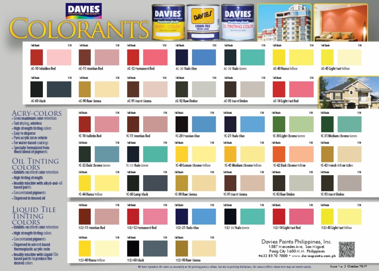 Davies Paint Color and Tinting Chart | PDF | Paint | Qualia