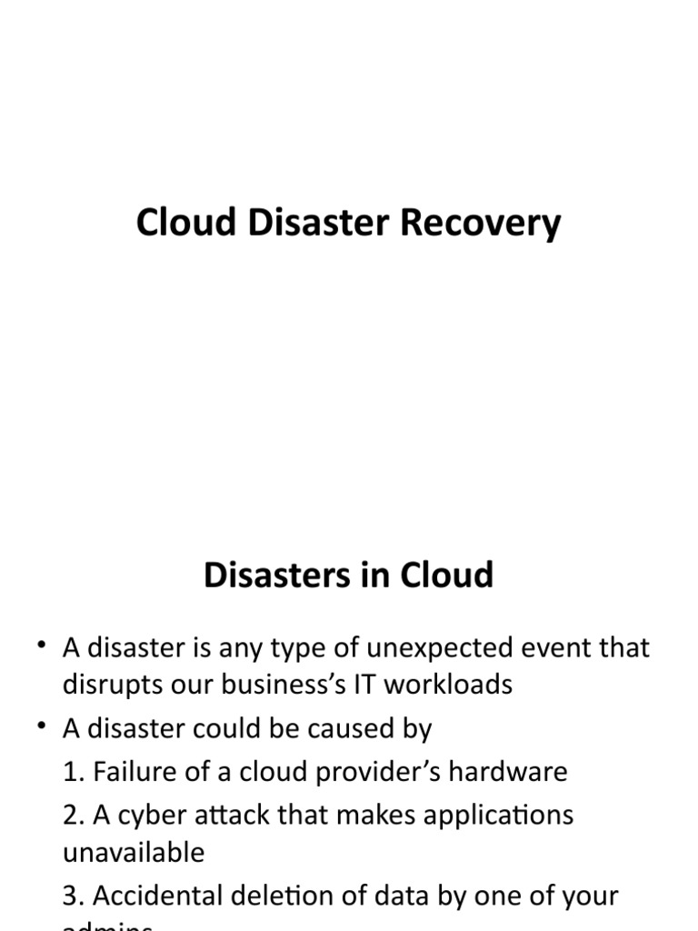 Cloud Disaster Recovery | PDF | Disaster Recovery | Cloud Computing