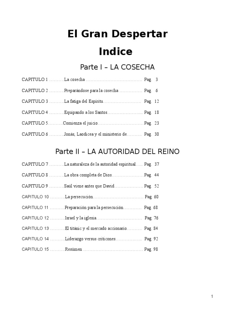 EL GRAN DESPERTAR - Parte I | PDF | Parto | Jesús