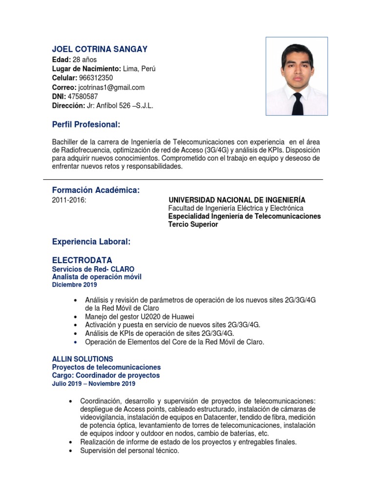 CV2020 | PDF | Lte (Telecomunicaciones) | 4 G
