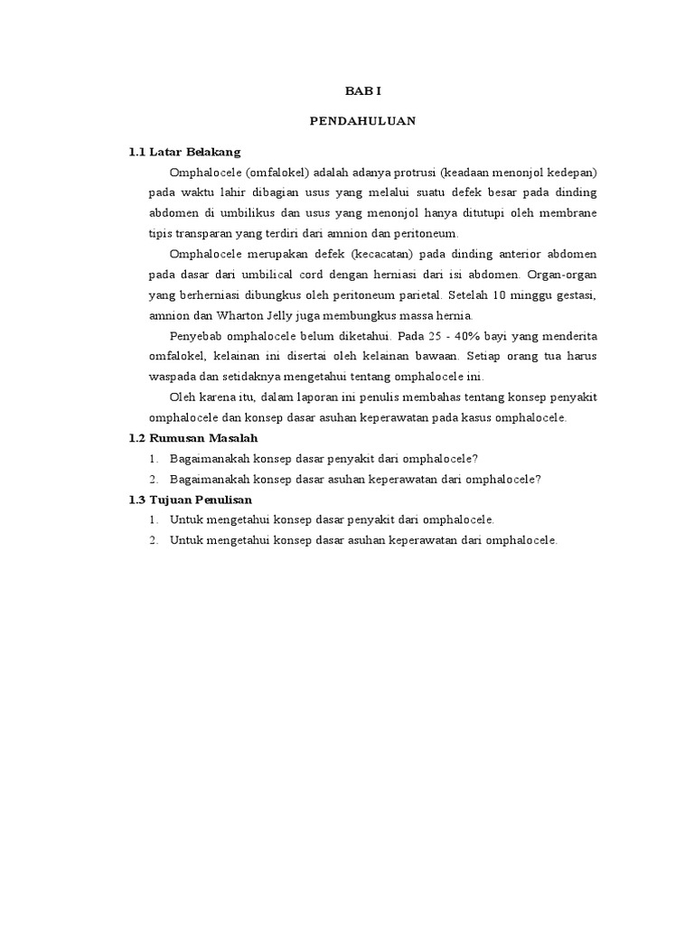 Omphalocele: Panduan Medis dan Keperawatan | PDF