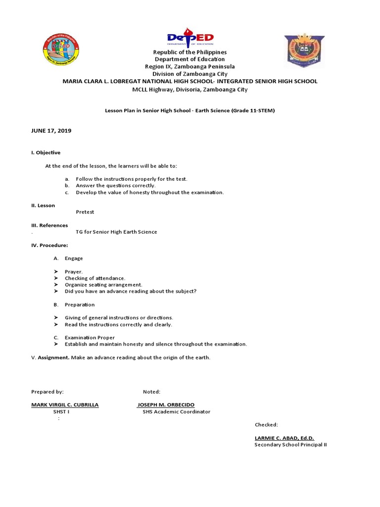 Exam Lesson Plan | PDF | Lesson Plan | Test (Assessment)