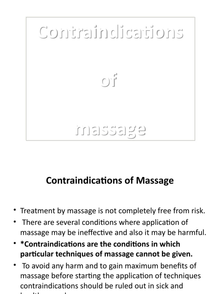 Massage Therapy Contraindications Guide | PDF | Edema | Vein