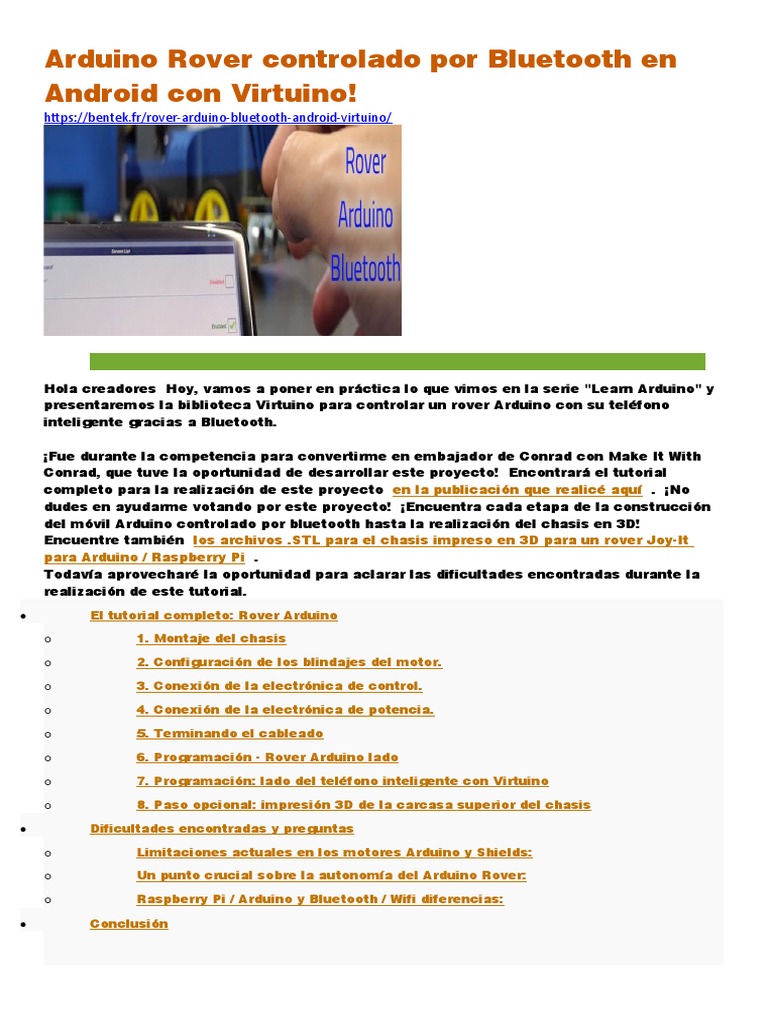 Arduino Rover Controlado Por Bluetooth en Android Con Virtuino | PDF ...