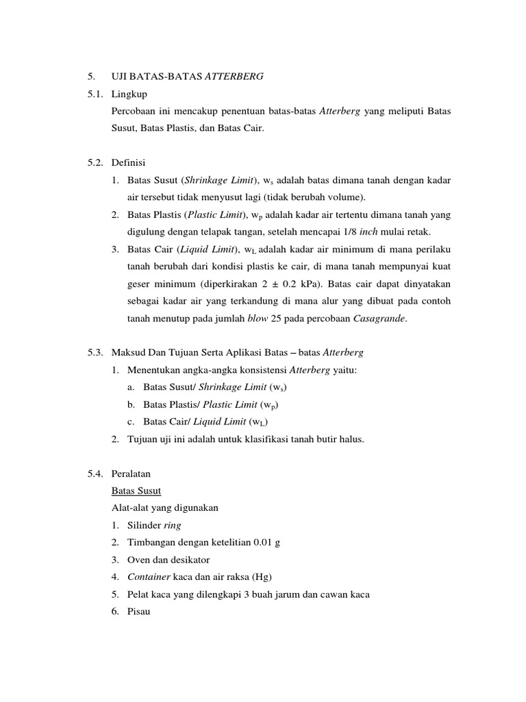 Modul 5 Mektan Uji Batas Atterberg | PDF