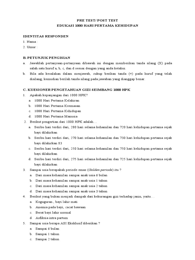 PRE TEST Dan Post Test | PDF