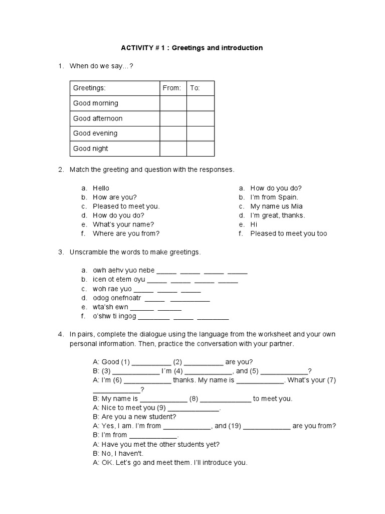Activity # 1 | PDF | Language Arts & Discipline