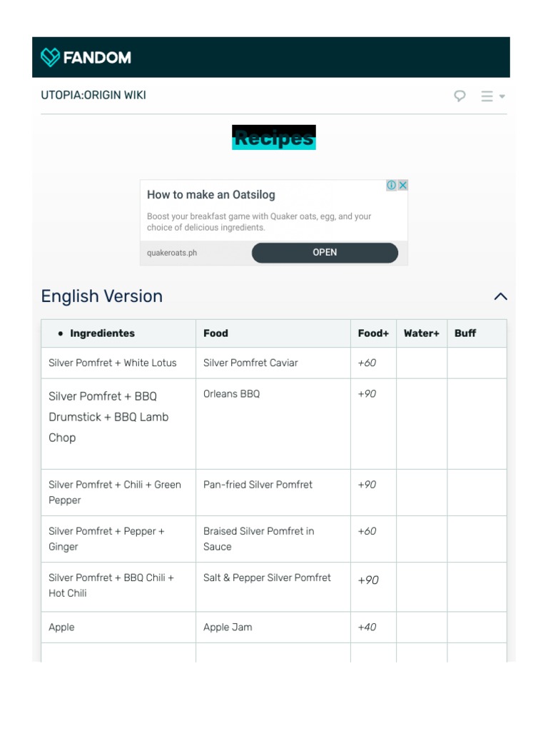 Recipes - Utopia-Origin Wiki - Fandom | PDF | Steak | Hamburgers