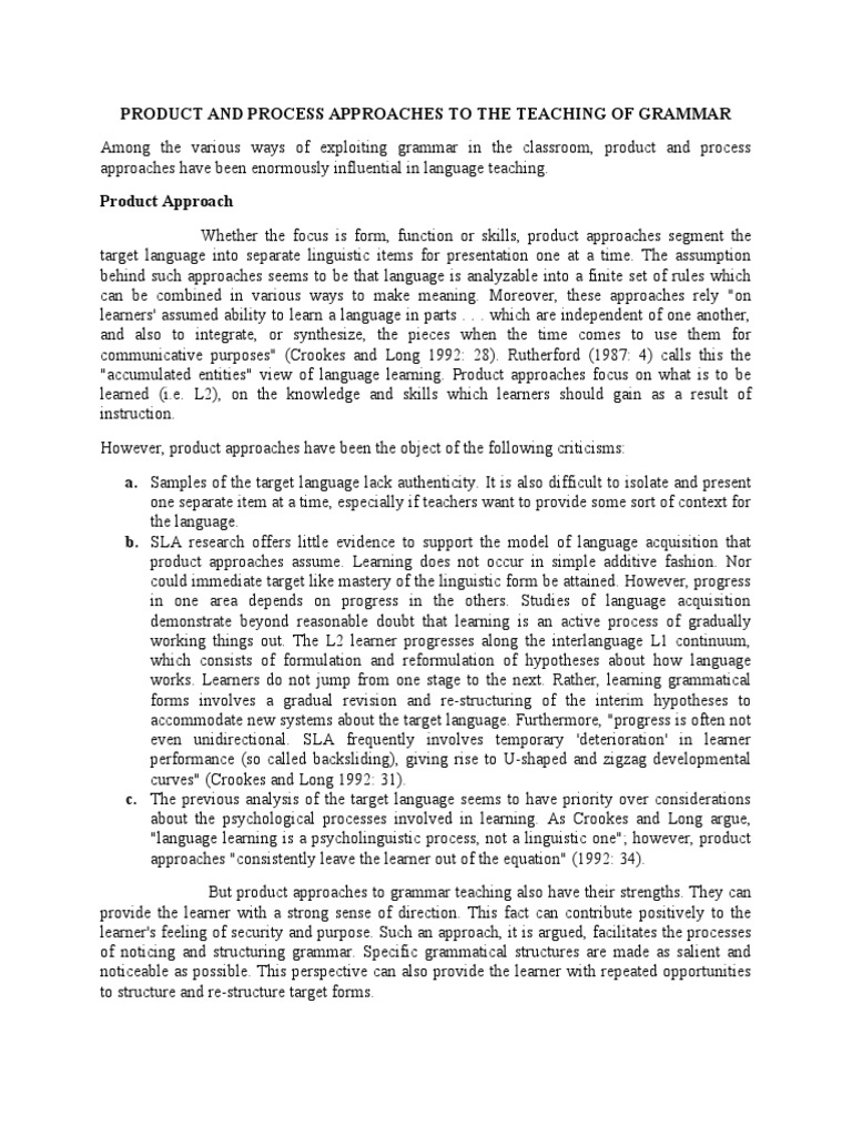 Teaching Grammar: Product vs. Process | PDF | Second Language | Second ...