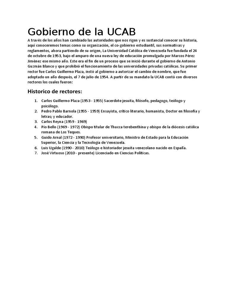 Gobierno de La UCAB Word | PDF