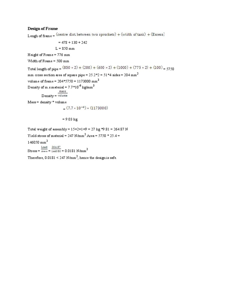 Machine Frame Design Specifications | PDF