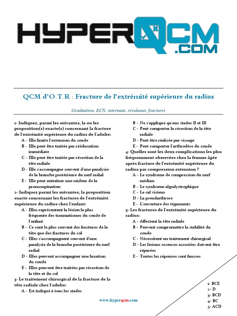 Fracture du col radial chez l'adulte | PDF | Coude | Appareil locomoteur