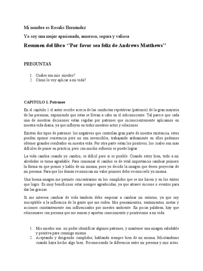 Análisis del libro 'Por favor sea feliz' de Andrews Matthews | PDF ...