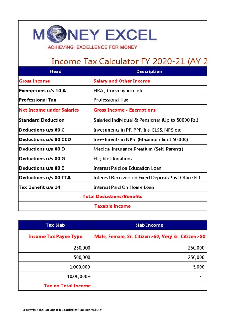 Income Tax Calculator FY 2020 2021 | PDF | Income Tax | Taxes