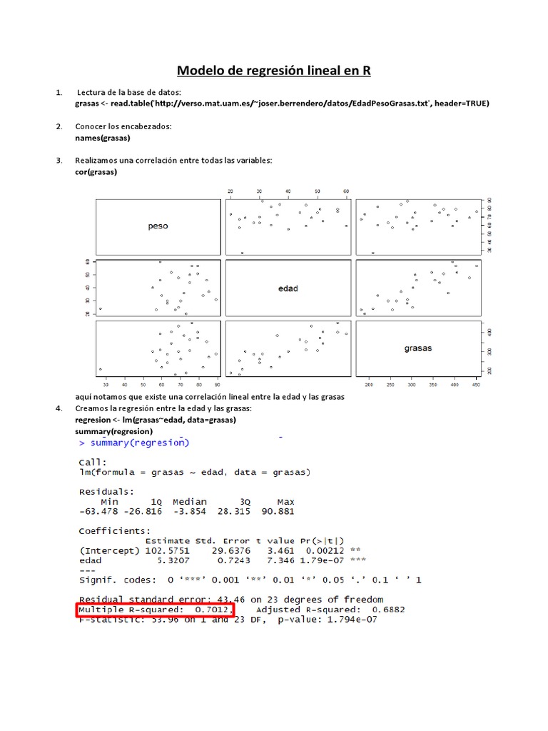 Regresión lineal en R: Análisis y Predicción | PDF