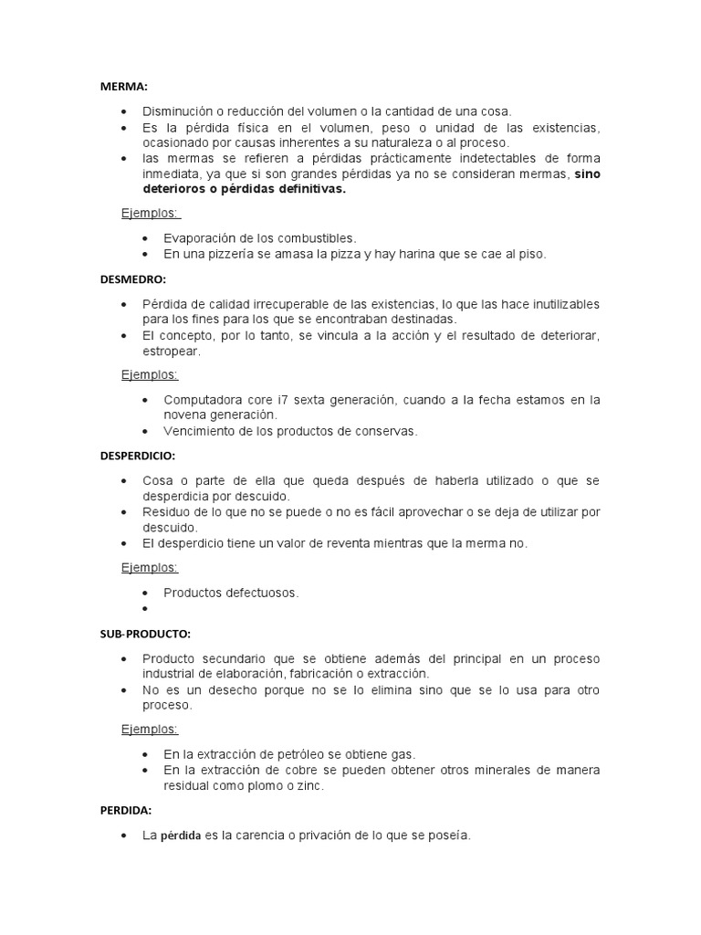 Merma Vs Desmedro | PDF | Hogar, jardinería y bricolaje