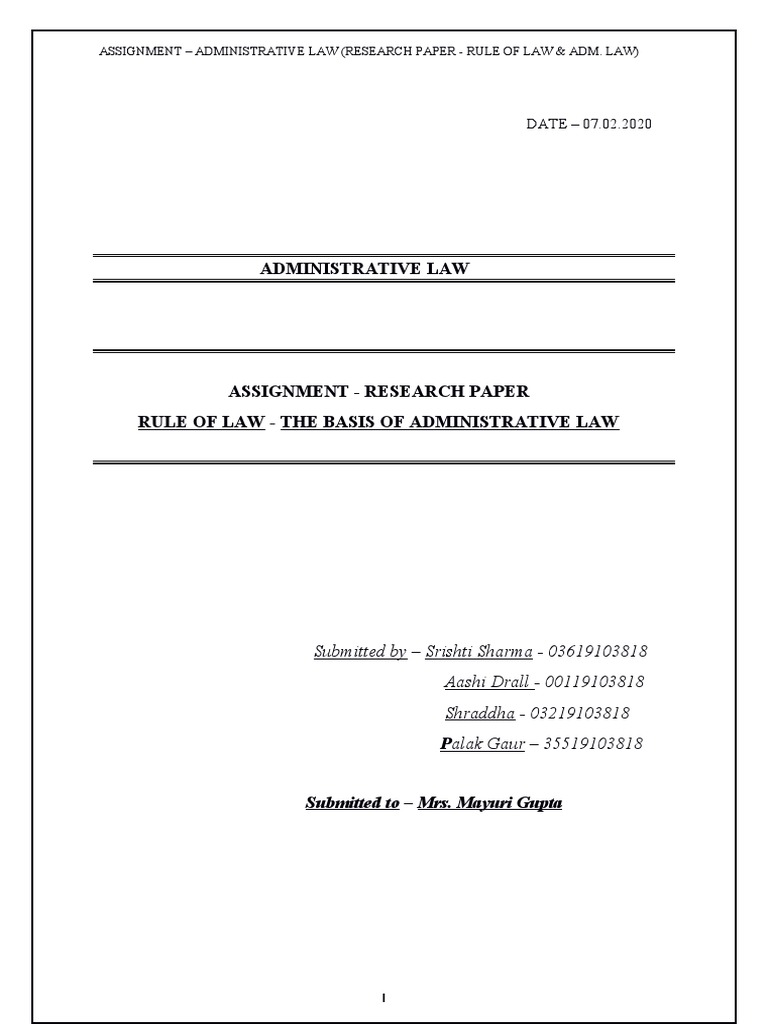 Administrative Law Assignment | PDF | Rule Of Law | Constitution