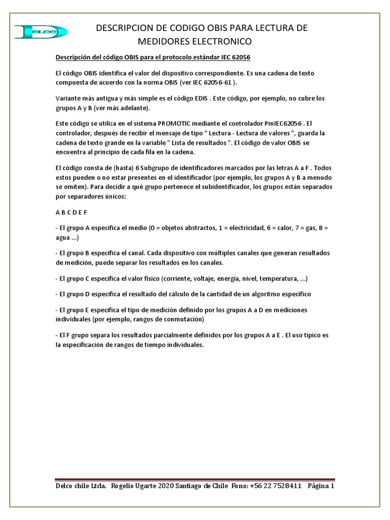 Codigo OBIS Delco | PDF | Energia electrica | Corriente eléctrica