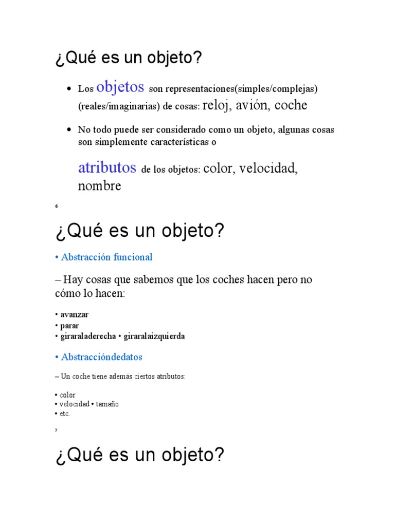 ¿Qué Es Un Objeto | PDF | Objeto (informática) | Clase (Programación ...