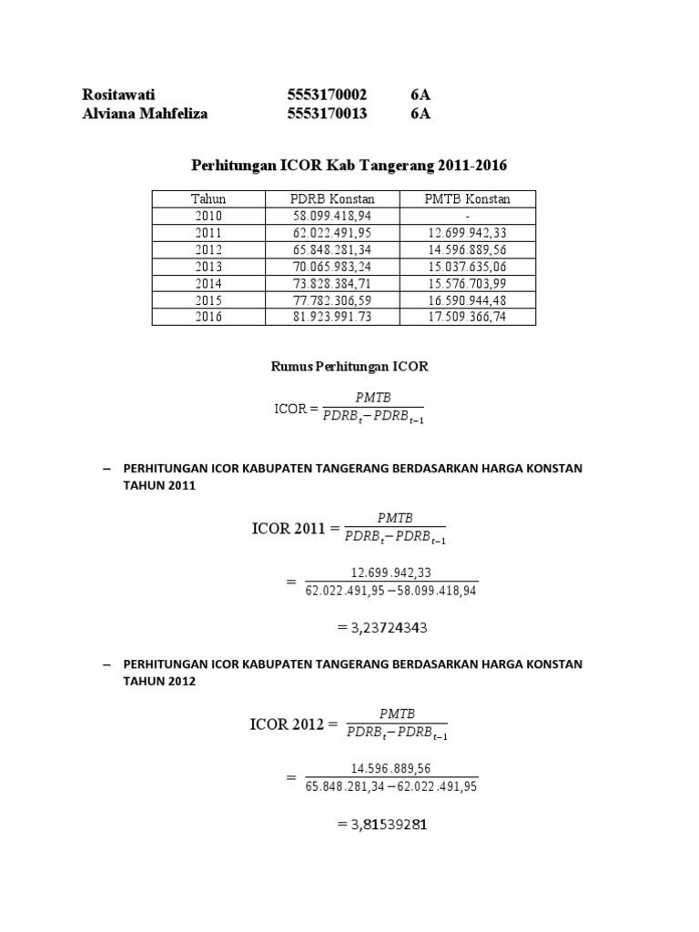 Perhitungan Icor Kab Tangerang | PDF