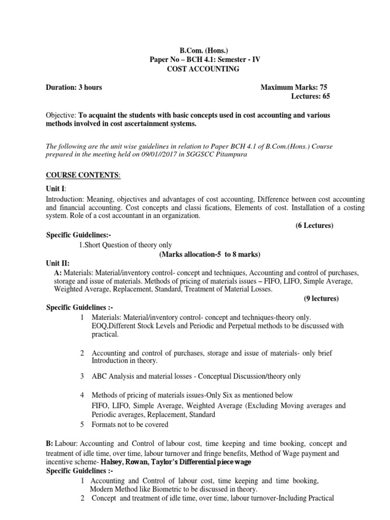 H Sem IV | PDF | Inventory | Business Economics