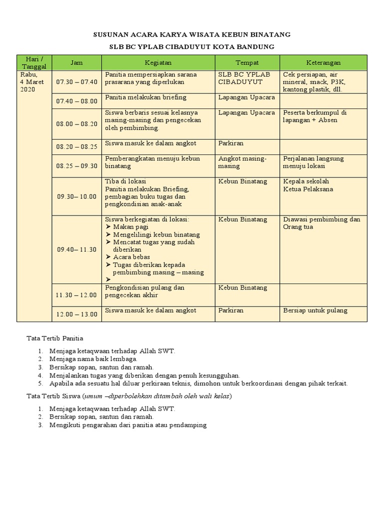 Contoh Susunan Acara | PDF