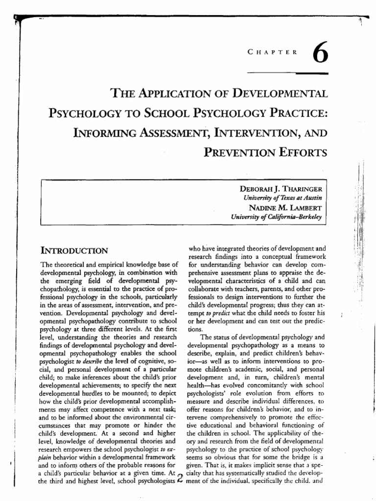 Tharinger y Lambert Cap 6 | PDF | Developmental Psychology | School ...
