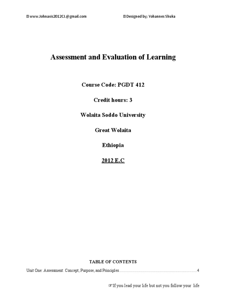 Assessment and Evaluation of Learning. | PDF | Educational Assessment ...