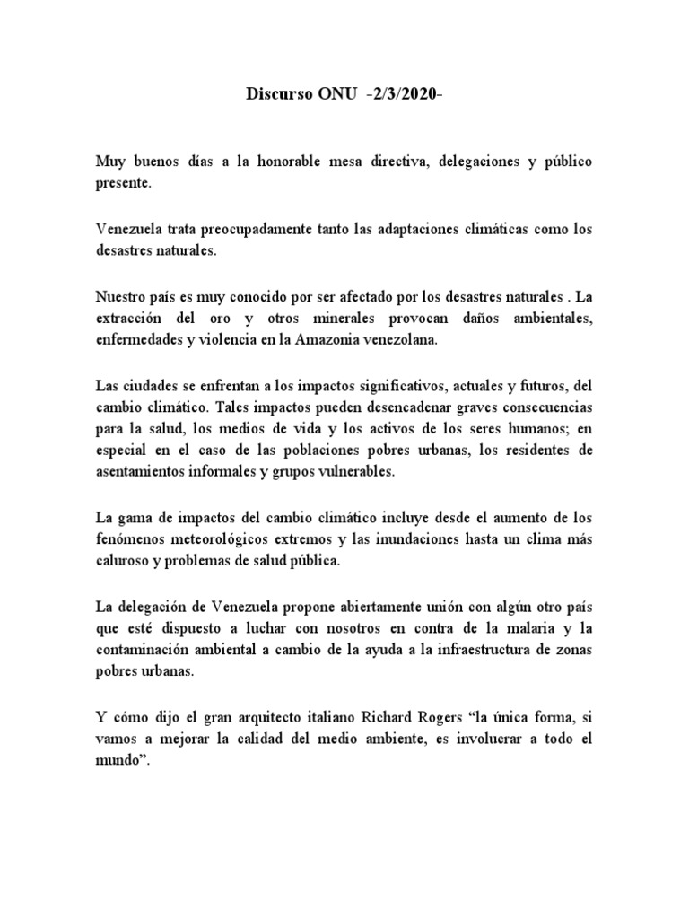 Discurso ONU | PDF